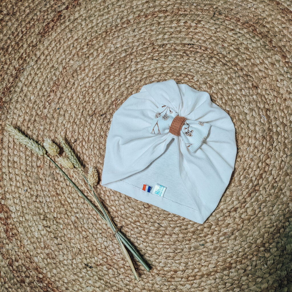 Bonnet Naissance Fille à noeud - A personnaliser